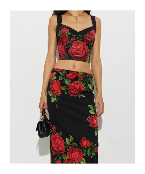 Dolce & Gabbana Rose-print Poplin Top
