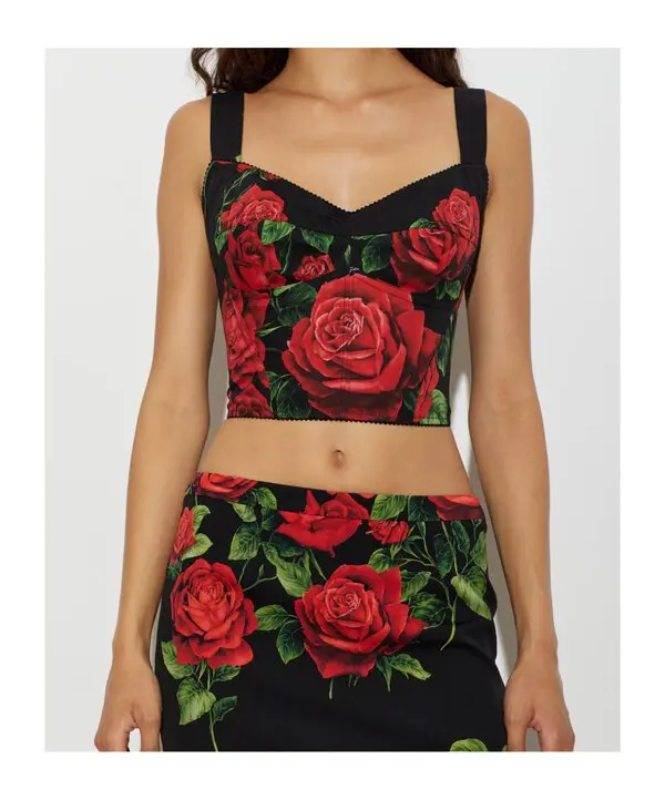 Dolce & Gabbana Rose-print Poplin Top
