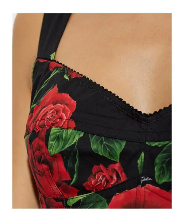Dolce & Gabbana Rose-print Poplin Top