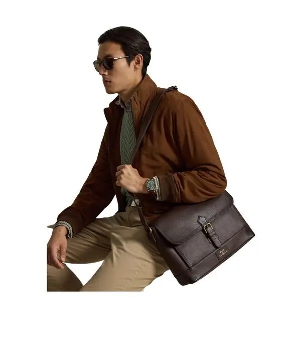 Polo Ralph Lauren Pebbled Leather Messenger Bag