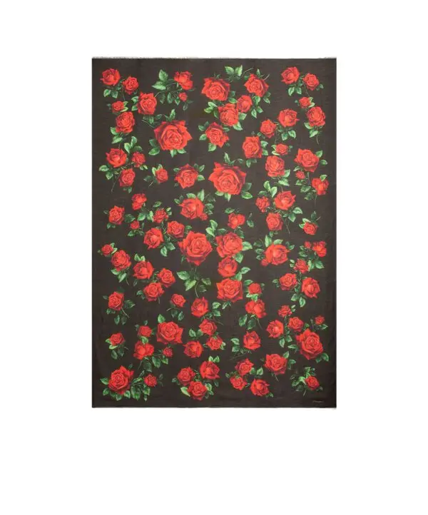Dolce & Gabbana Dolce Gabbana Rose Print Fringed Scarf - Multicolor