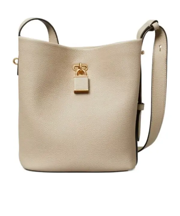 Tory Burch Lock Slim Bucket Bag - Light Stone