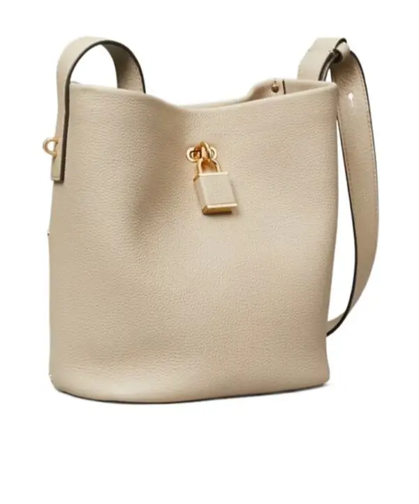 Tory Burch Lock Slim Bucket Bag - Light Stone