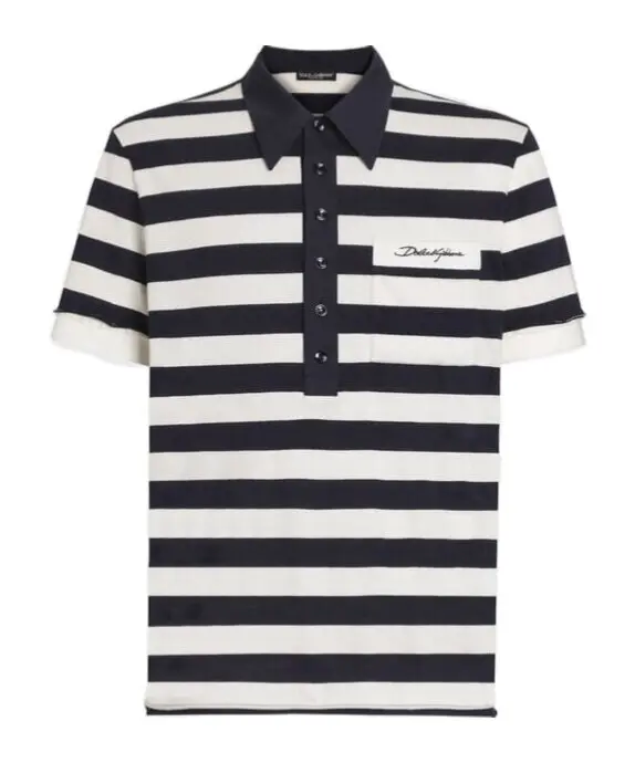Dolce & Gabbana Striped Jersey Polo Shirt
