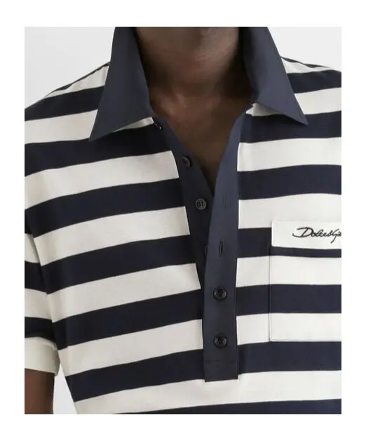 Dolce & Gabbana Striped Jersey Polo Shirt
