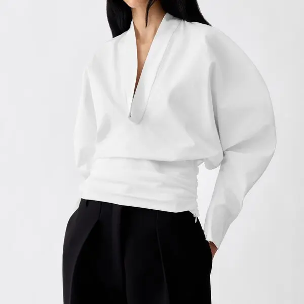Jacquemus V-neck Fitted Waist Shirt - White