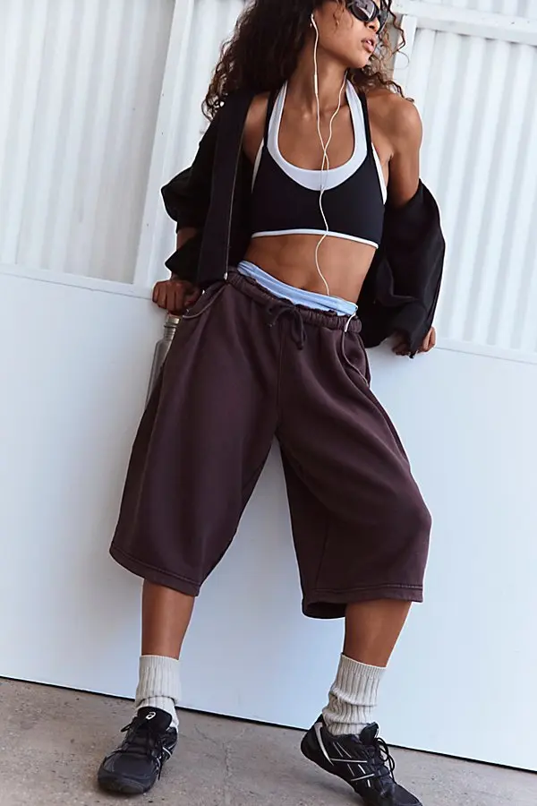 Free People Trackline Cropped Easy Pants - Black Walnut