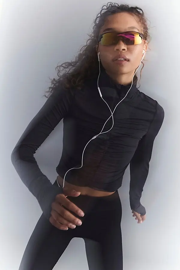 Free People Tempo Half Zip Top - Black