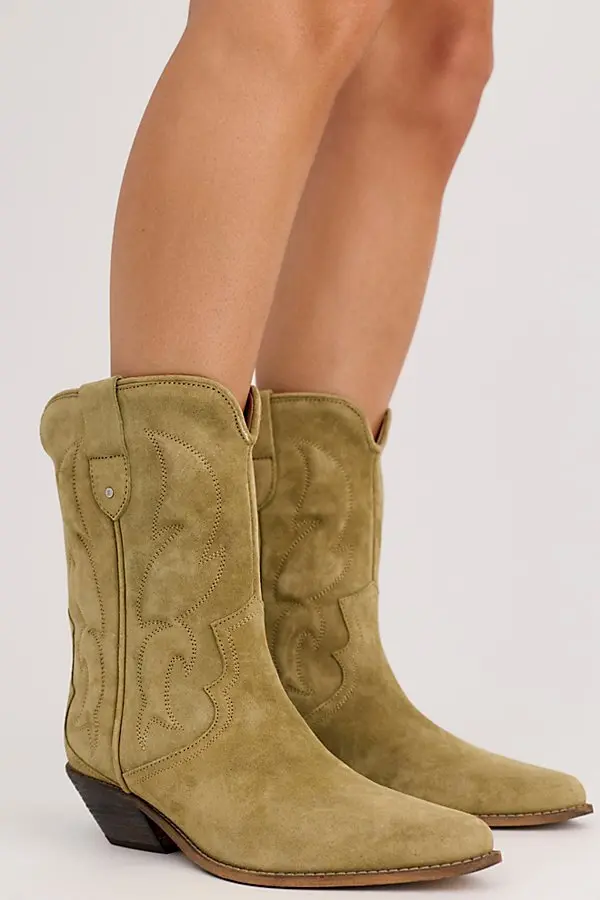 BRONX Chelsey Western Boots - Stone Olive