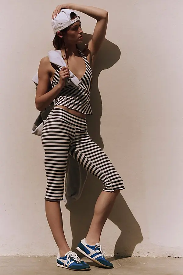 Free People Striped Halter Top And Capri Set