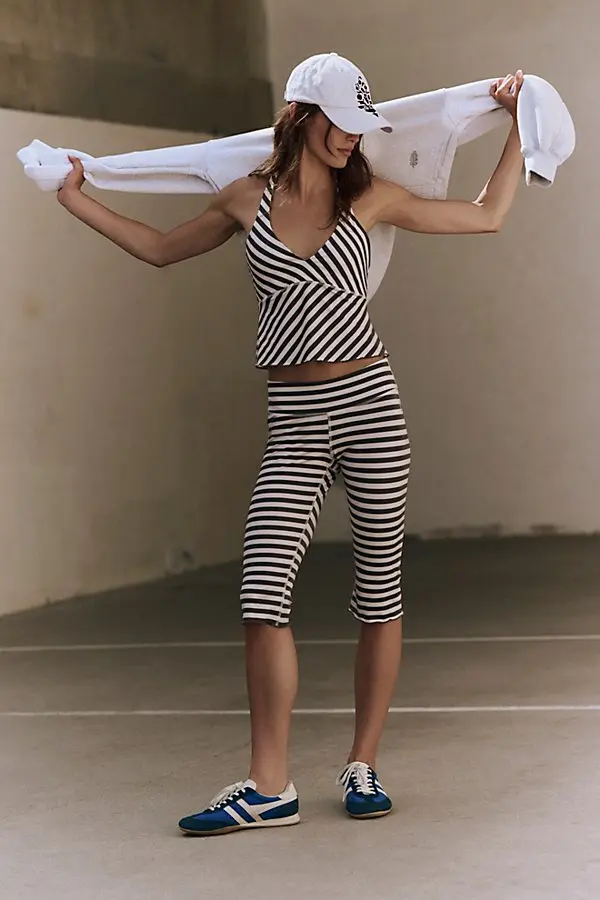 Free People Striped Halter Top And Capri Set