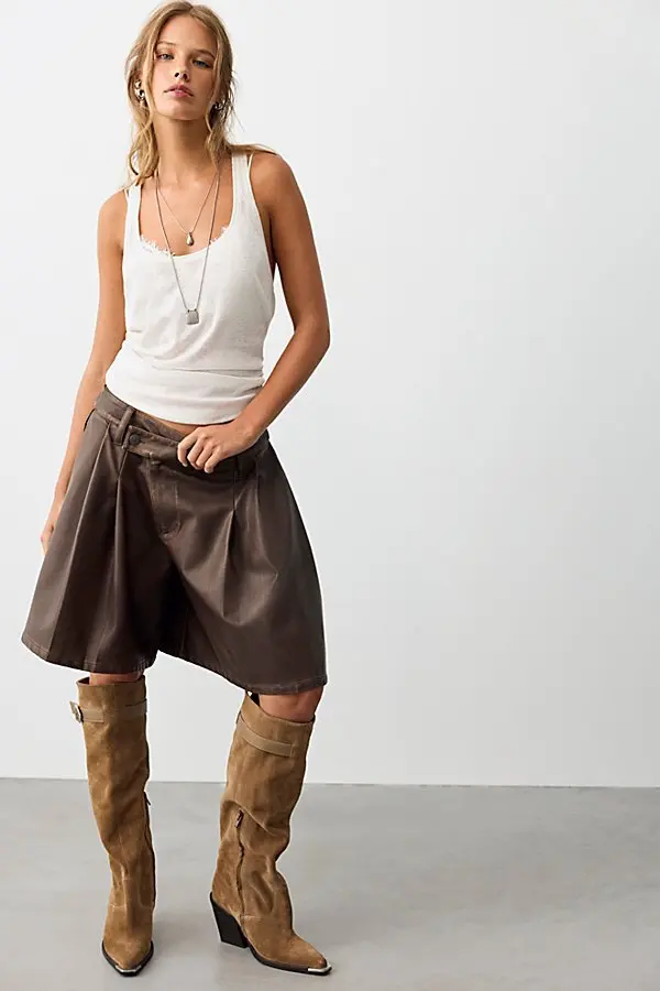 Free People Porter Crossover Vegan Trouser Shorts
