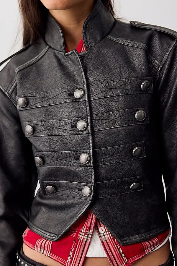 Free People We The Free Ryland Vegan Leather Band Jacket