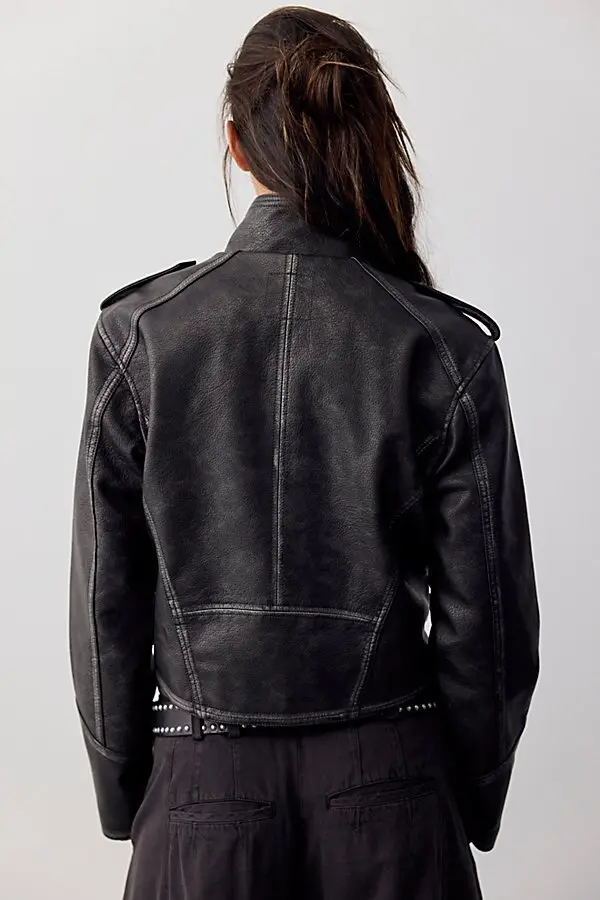 Free People We The Free Ryland Vegan Leather Band Jacket