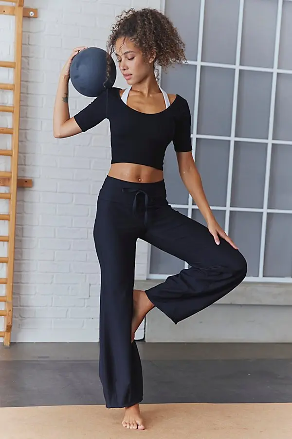 Free People Quick Step Ribbed Bubble Pant - Black