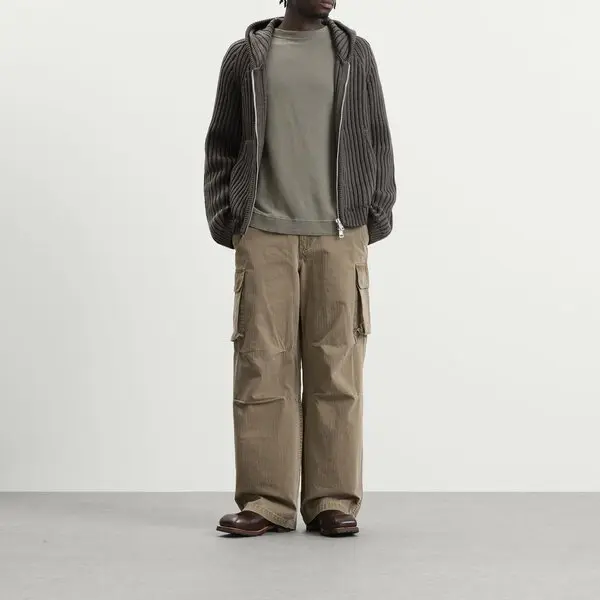 Our Legacy Stripe Dry Merino Wool Level Hood - Sage