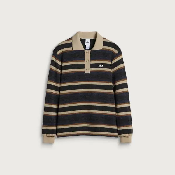 Adidas Striped Polo Knit Jumper - Black