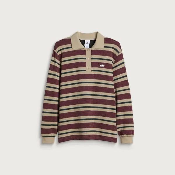 Adidas Striped Polo Knit Jumper - Shadow Red