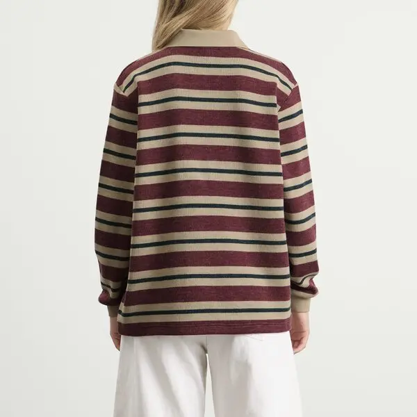 Adidas Striped Polo Knit Jumper - Shadow Red