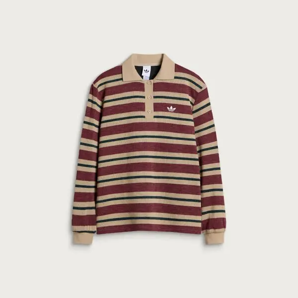Adidas Striped Polo Knit Jumper - Shadow Red