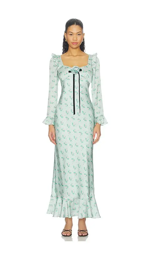MAUDE CLUB Florence Satin Midi Dress
