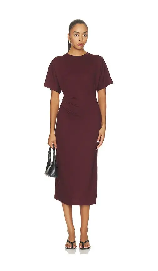 Vince Short Sleeve Side Ruched Dress - Black Rose