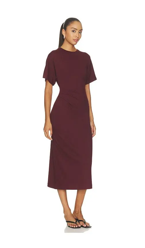 Vince Short Sleeve Side Ruched Dress - Black Rose