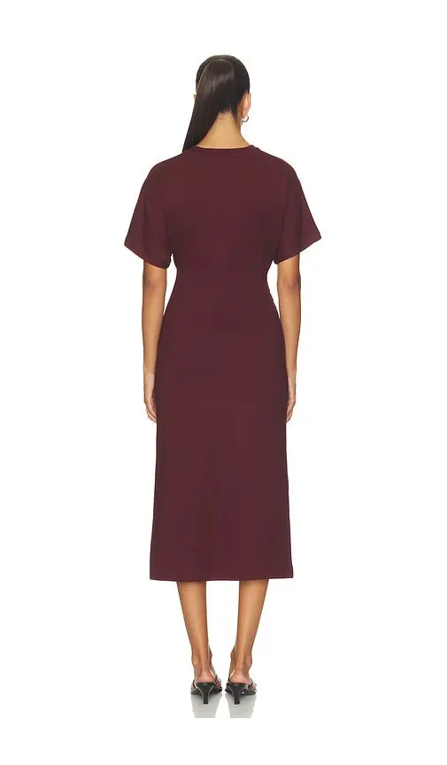 Vince Short Sleeve Side Ruched Dress - Black Rose