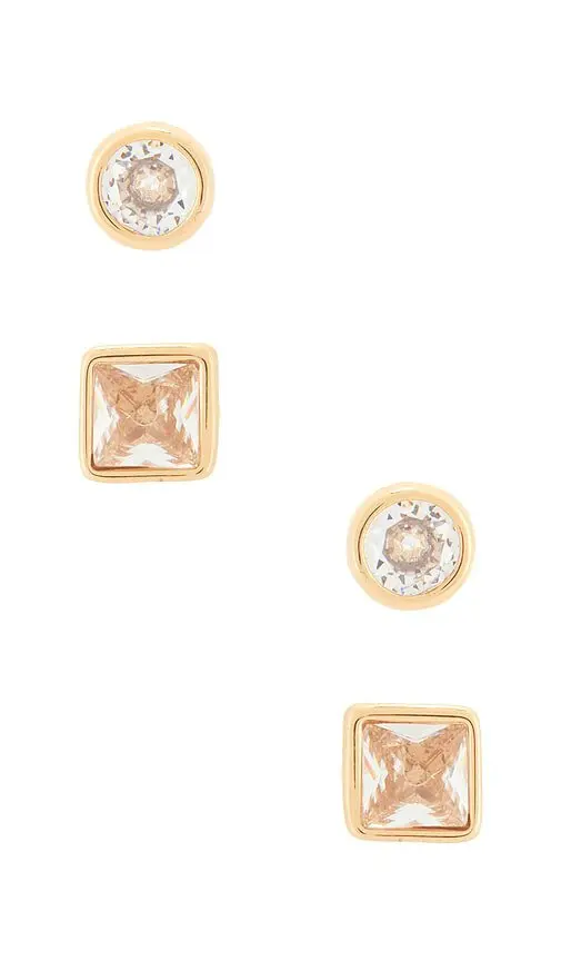 Ettika Classic Pairs Crystal Stud Set - Gold