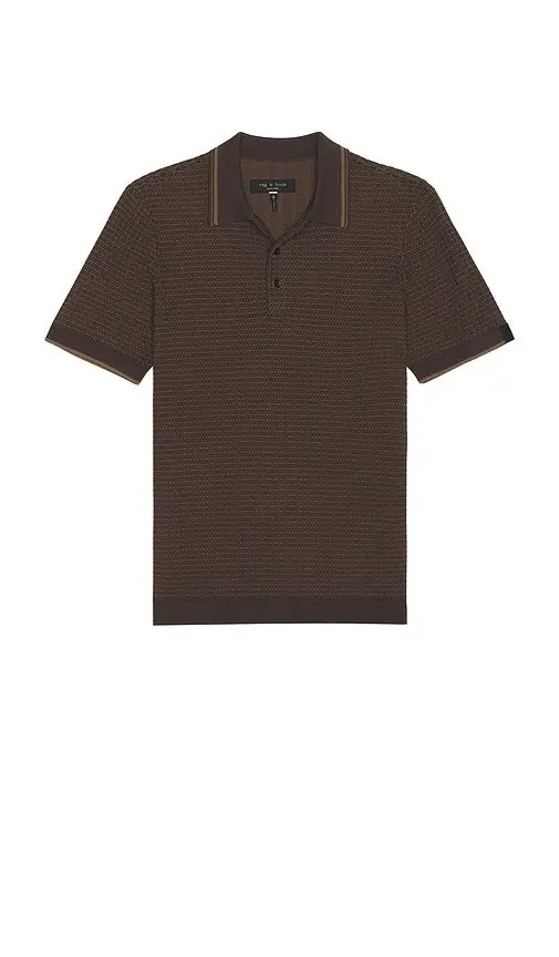 Rag & Bone Harvey Rib Polo Shirt In Brown