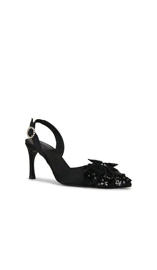 ROTATE BY BIRGER CHRISTENSEN Slingback High Heel Flower Satin Mule