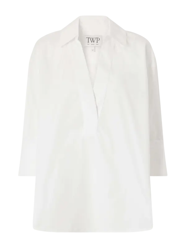 TWP V-neck Cotton-poplin Shirt
