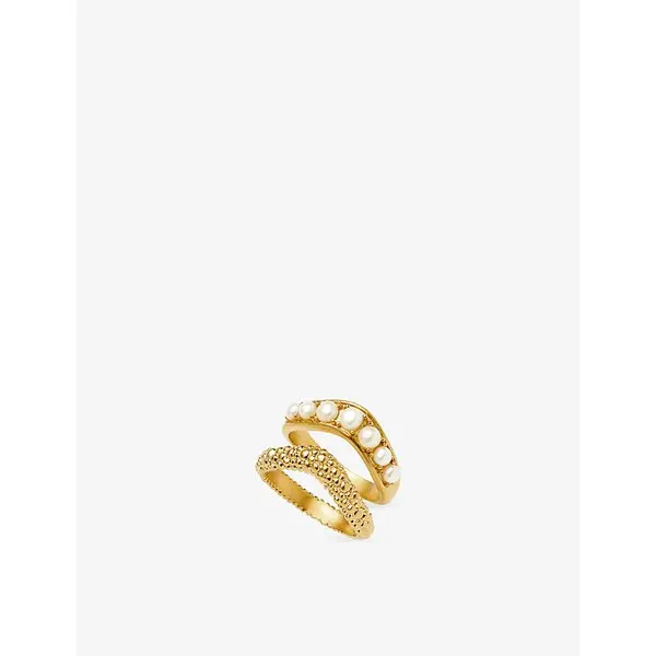 MISSOMA Pearl Baya 18ct Yellow Plated Brass Stacking Ring Set - Gold