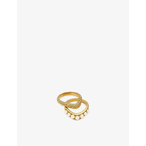 MISSOMA Pearl Baya 18ct Yellow Plated Brass Stacking Ring Set