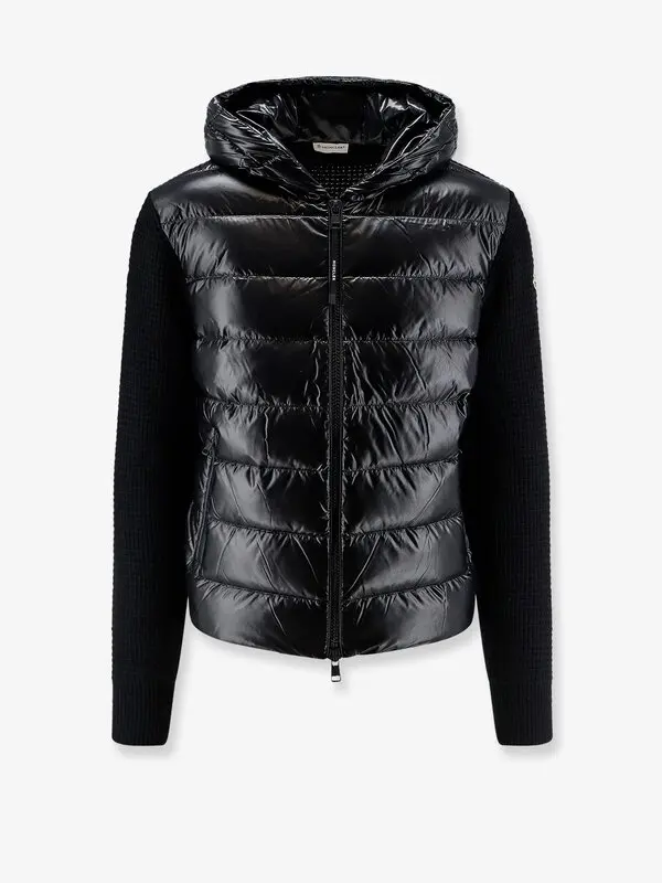 Moncler Nylon Jacket With Wool And Cashmere Blend Sleeves