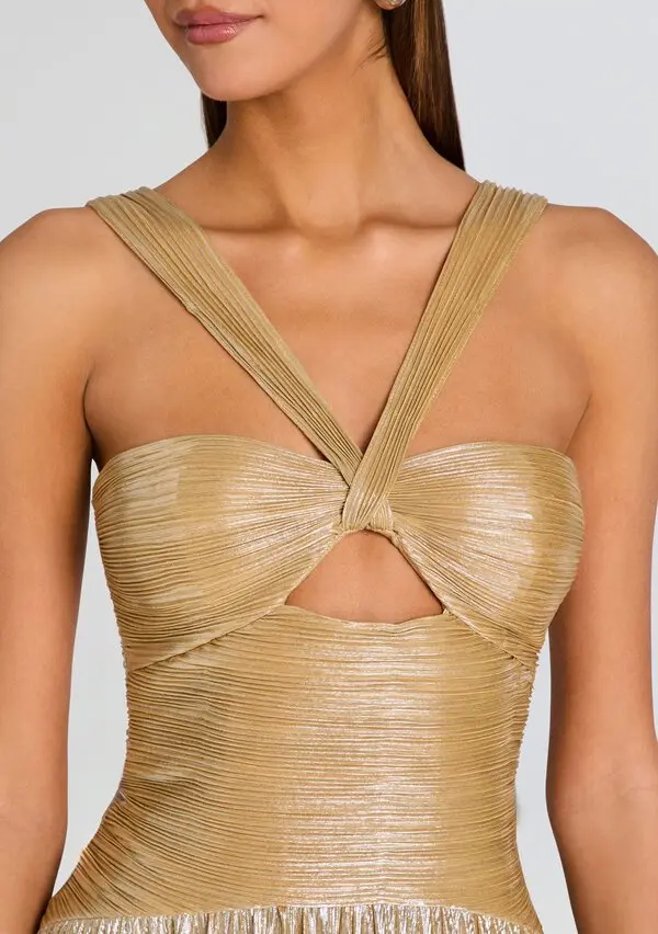 Retrofete Solace Liquid Lamé Halter Gown