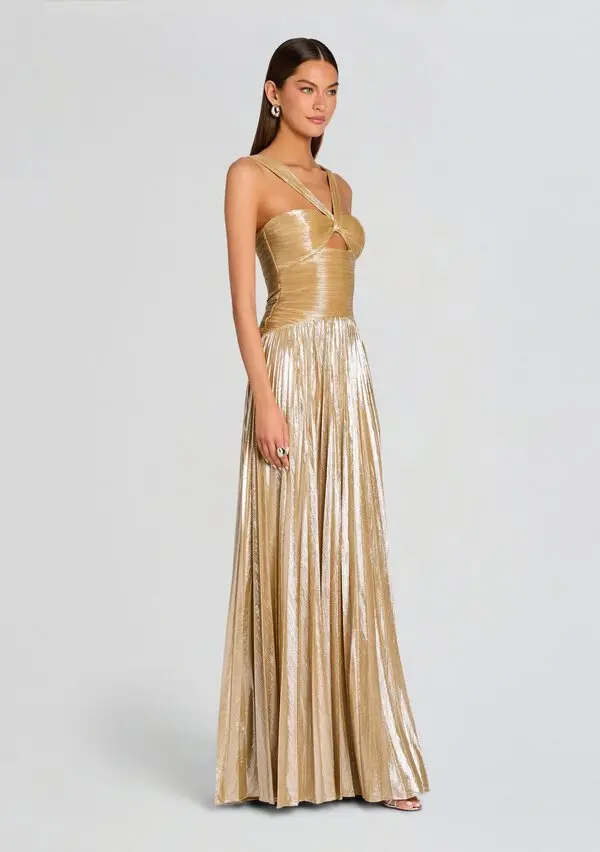 Retrofete Solace Liquid Lamé Halter Gown