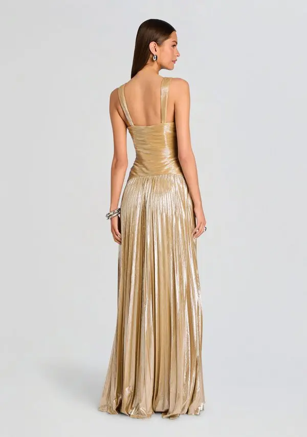 Retrofete Solace Liquid Lamé Halter Gown