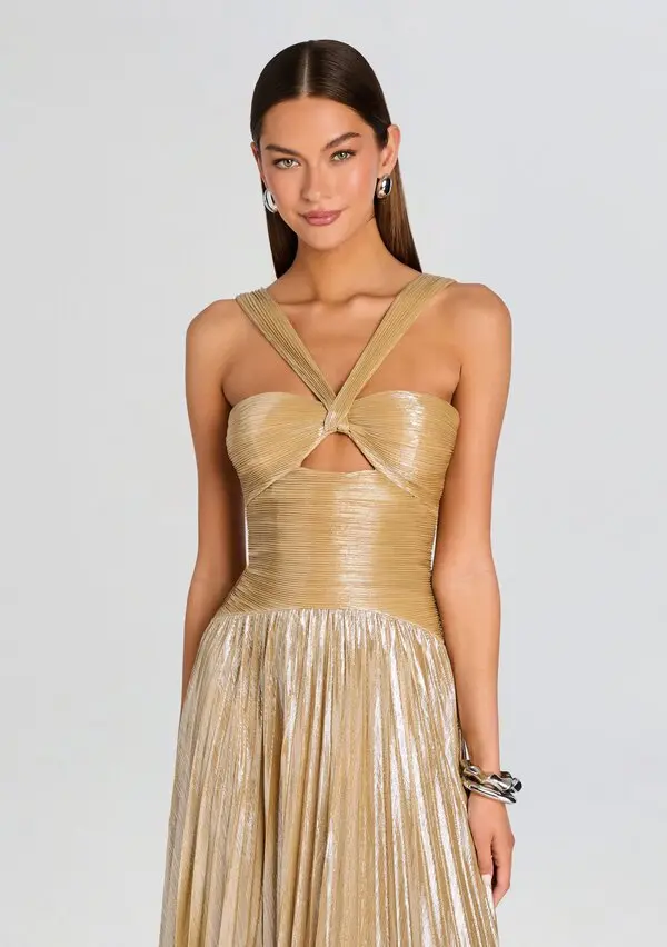 Retrofete Solace Liquid Lamé Halter Gown