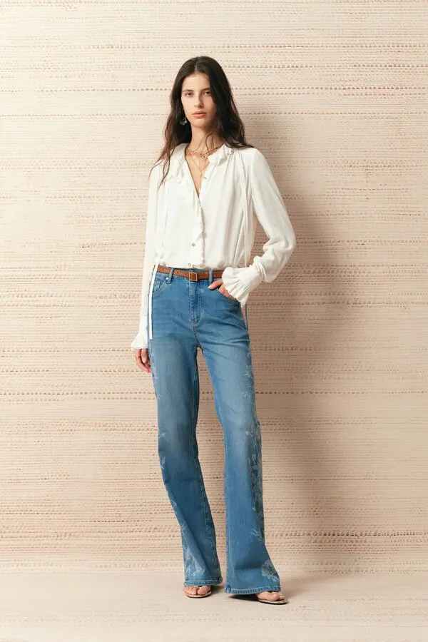 Fabrique Charlotte Shimmer Ruched Ruffle Blouse