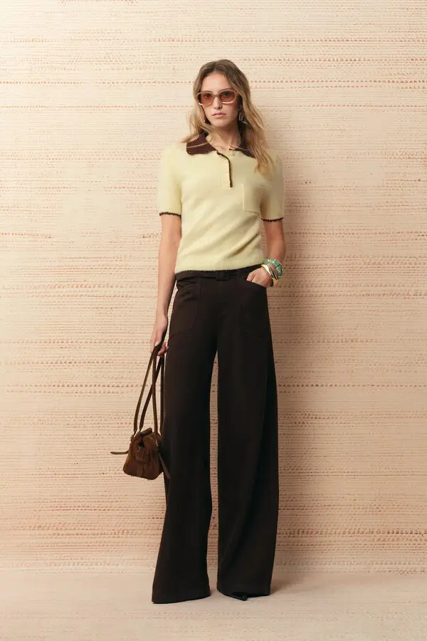 Fabrique Hani Hand Crochet Polo Knit Top