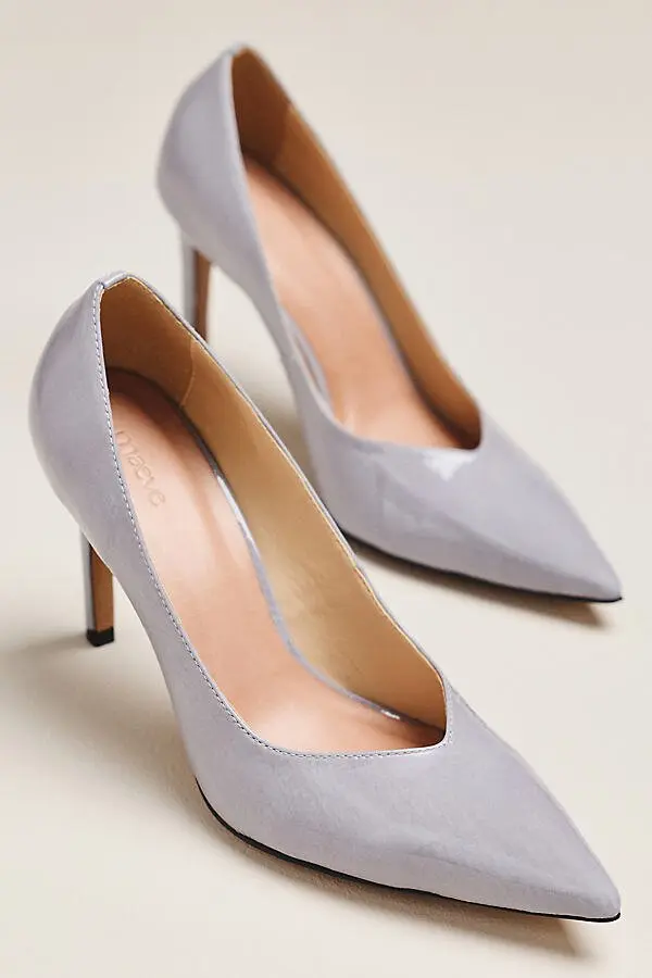 Maeve Leather Pointed-toe Stiletto Heels - Light Blue
