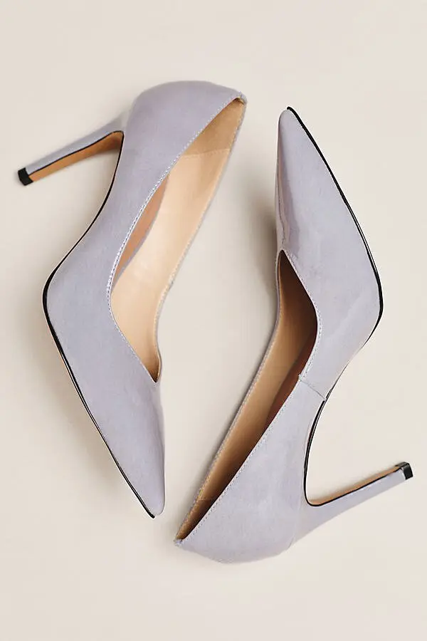 Maeve Leather Pointed-toe Stiletto Heels - Light Blue