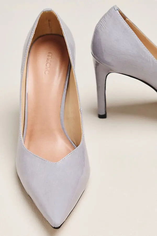 Maeve Leather Pointed-toe Stiletto Heels - Light Blue