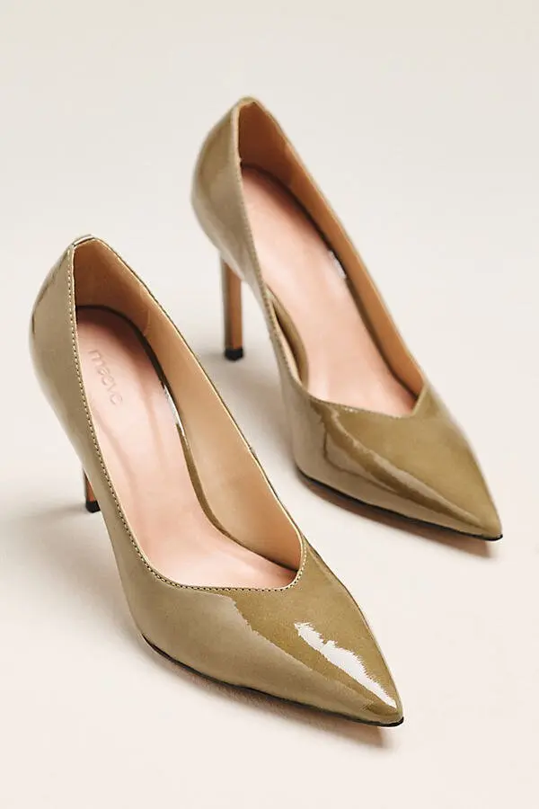 Maeve Leather Pointed-toe Stiletto Heels - Olive