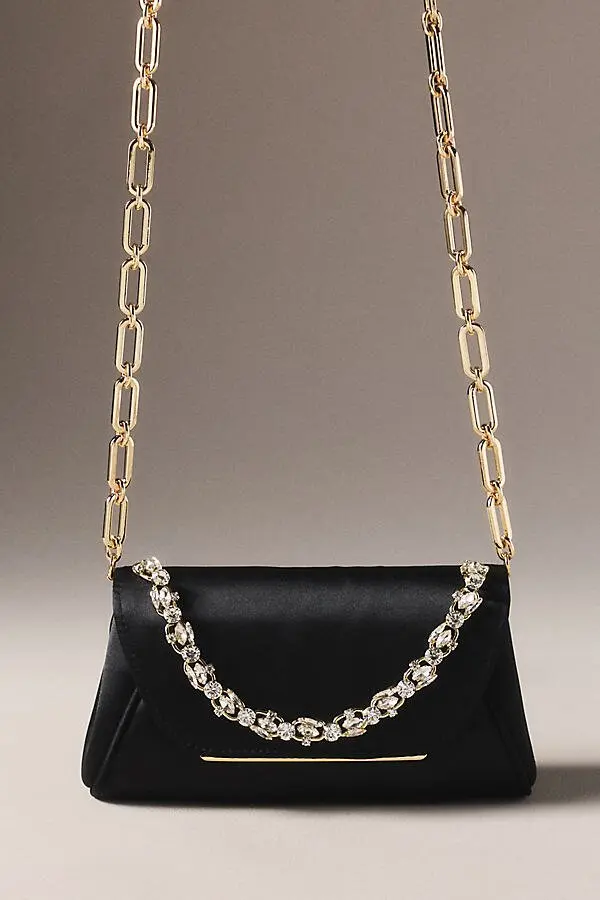 Badgley Mischka Seraphina Satin Clutch With Crystal Handslip