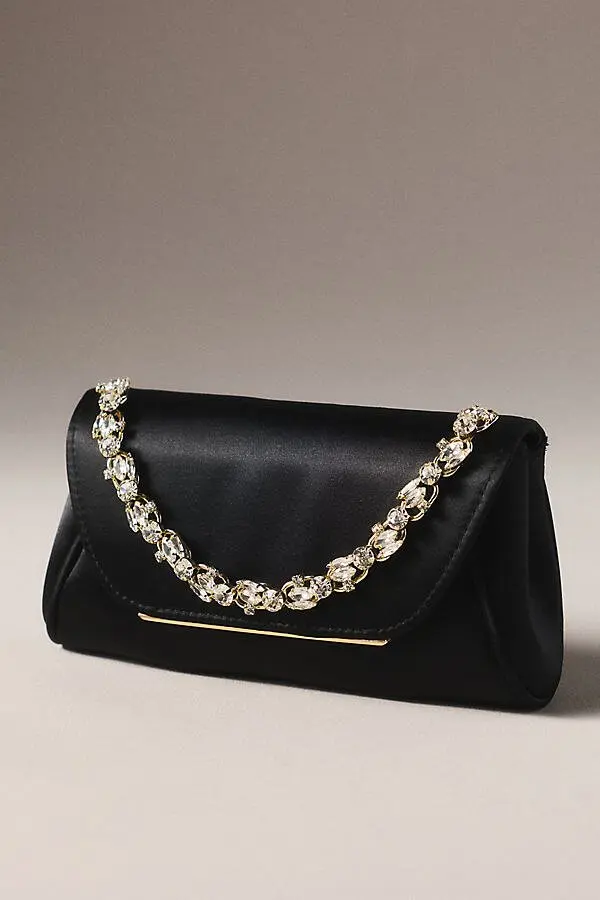 Badgley Mischka Seraphina Satin Clutch With Crystal Handslip