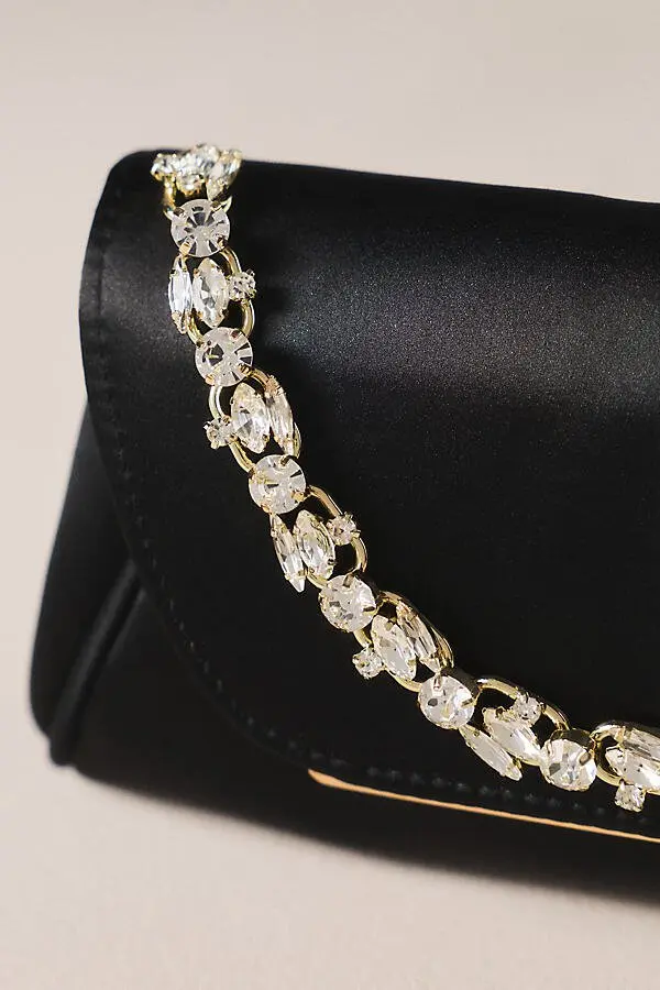 Badgley Mischka Seraphina Satin Clutch With Crystal Handslip