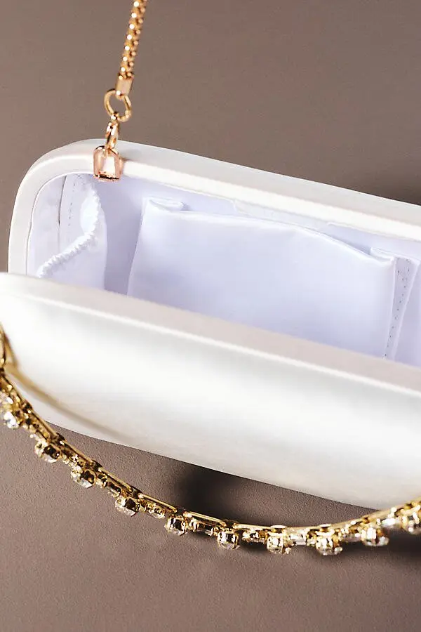 Badgley Mischka Celestine Satin Minaudiere With Crystal Necklace Handslip