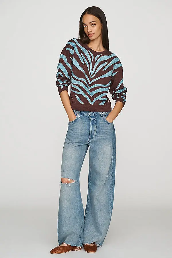 Anthropologie Animal Print Sweatshirt - Brown Pattern
